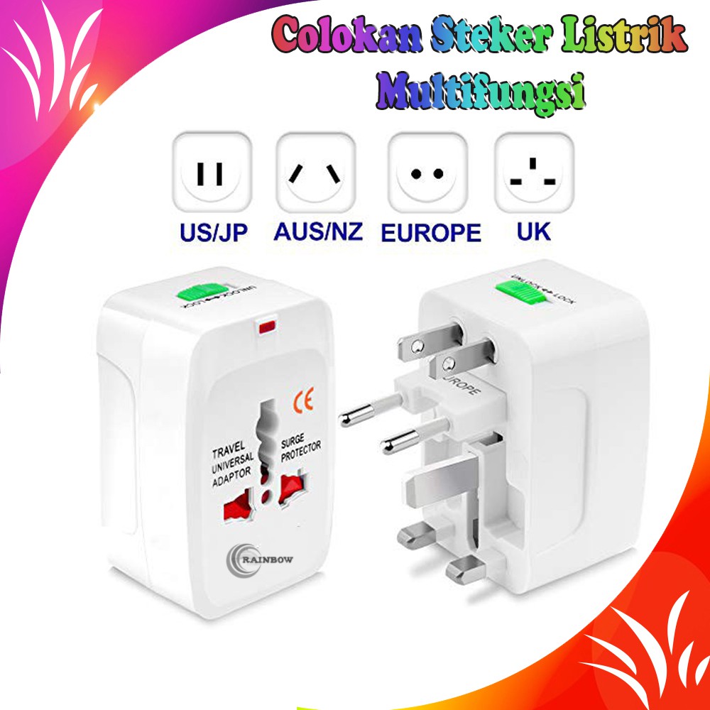 Jual Colokan universal multifungsi steker adaptor travel internasional Socket USB Power Charger ...