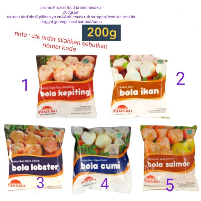 Jual minaku Frozen food 200g aneka macam sesuai foto etalase ya ...