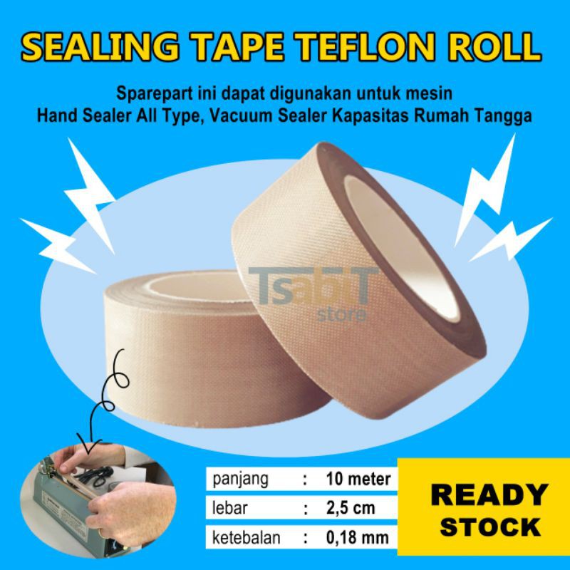 Jual Kain teflon tahan panas alas mesin pres hand sealer 25mmx10m ...