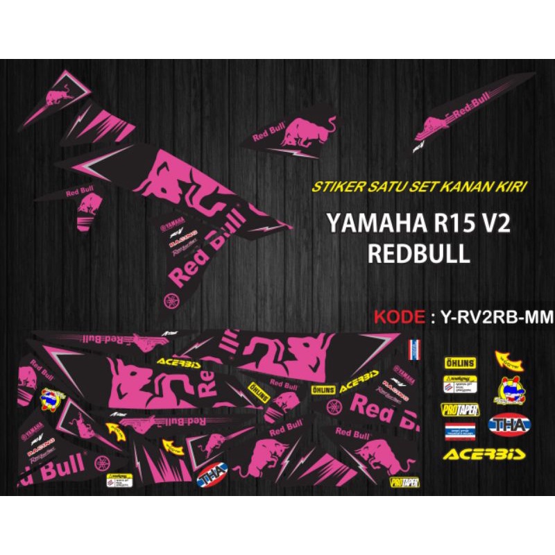 Jual STIKER STRIPING DECAL VARIASI YAMAHA R15 V2 REDBULL V20STIKER ...