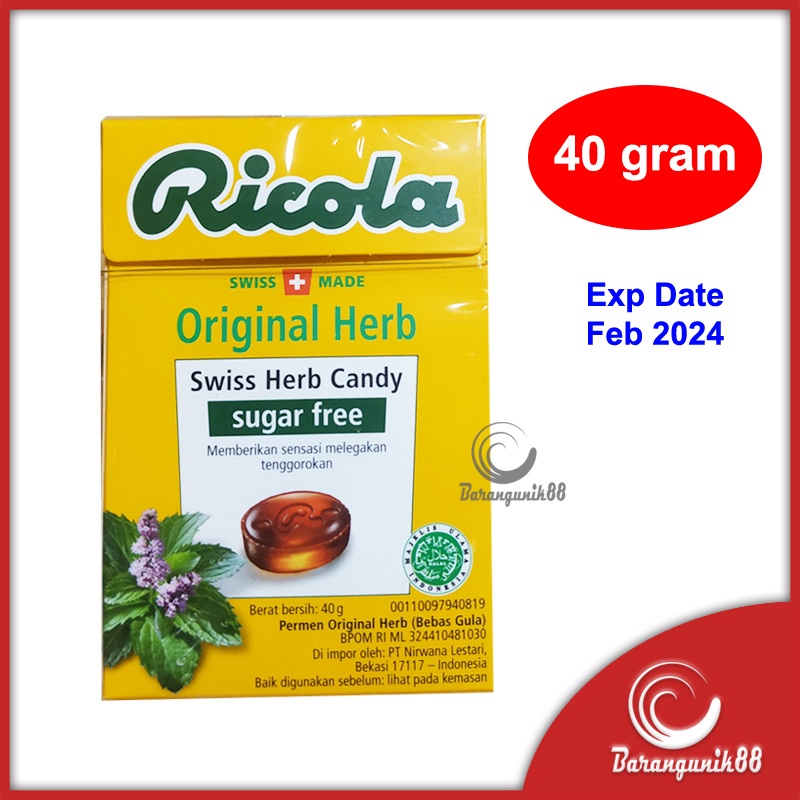 Jual [40 gram] Ricola Original Herb Menthol LemonMint Permen Blackcurrant Sugar Free Indonesia ...