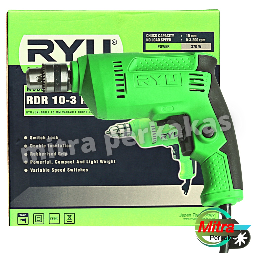 Jual MESIN BOR TANGAN RYU RDR 10-3 RE/ HAND DRILL RYU 10 MM | Shopee ...