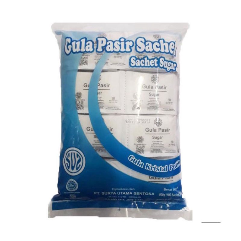 Jual SUS Gula Pasir Kristal Putih Sachet 100 x 8 g | Shopee Indonesia