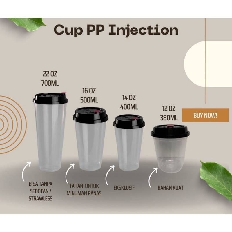 Jual Gelas cup plastik PP injection 12oz 14oz 16oz | Shopee Indonesia