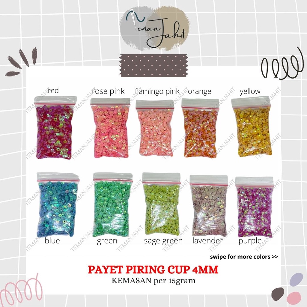 Jual Payet piring 4mm PREMIUM per 15gram / Payet Remboci Piring cup ...