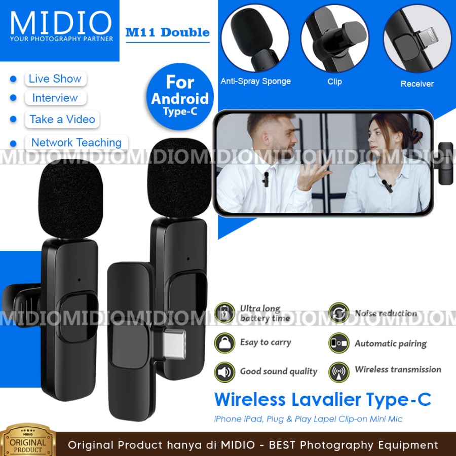 Jual Microphone Wireless Dual Mic M11 Microphone Clip On For HP Laptop ...