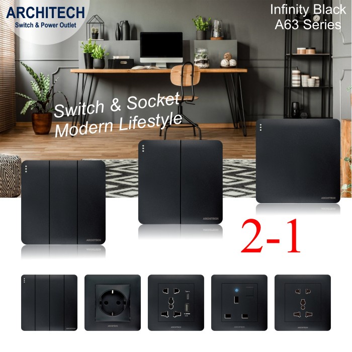 Jual SAKLAR / SAKELAR LAMPU ARCHITECH INFINITY A63 2.1 Black SERIES NEW gabungan | Shopee Indonesia