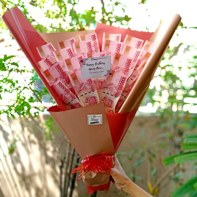 Jual Large Standing Money Bouquet / Bucket Buket Bunga Uang Asli ...