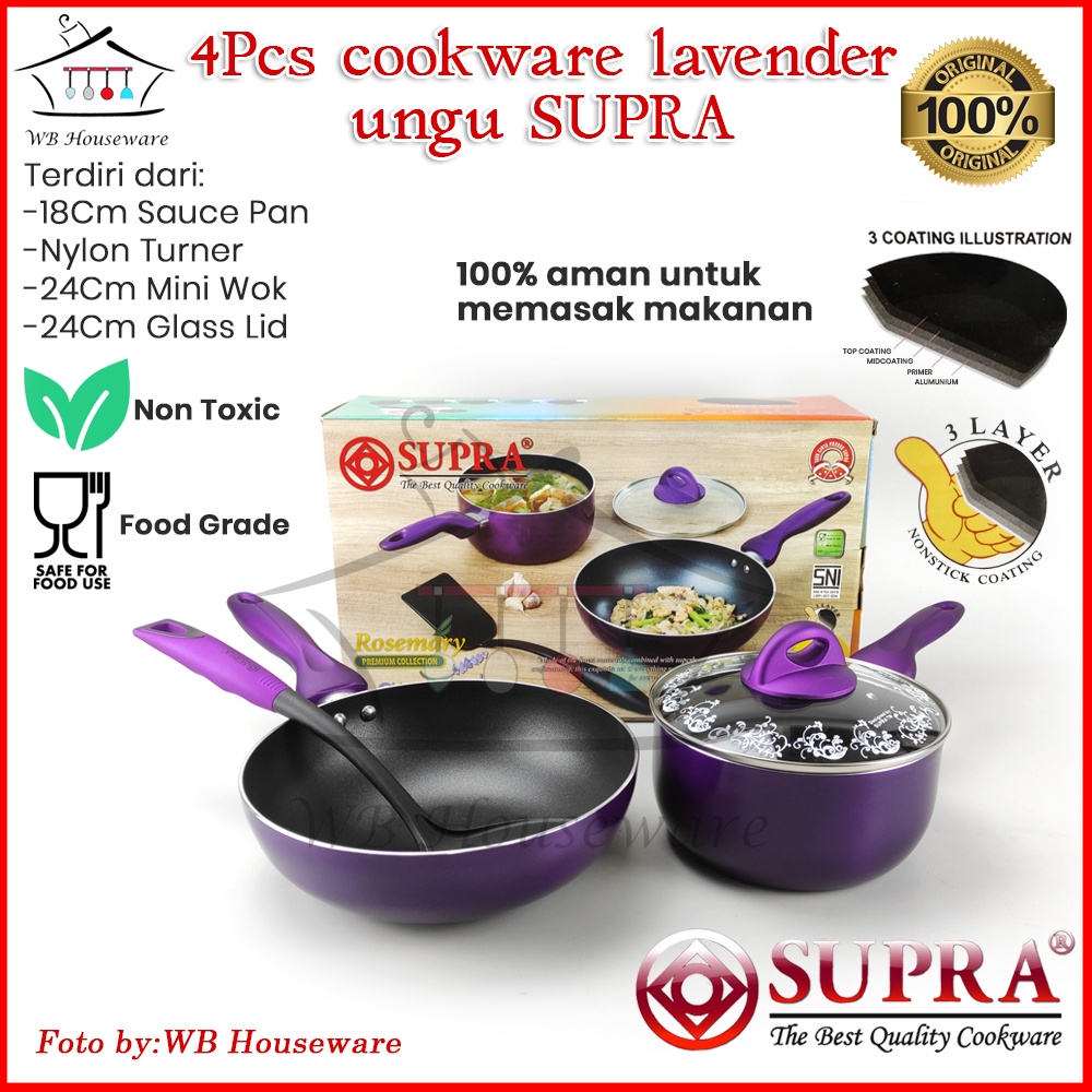 Jual Panci set / panci set aluminium / Supra lavender Cookware set 4pc ...