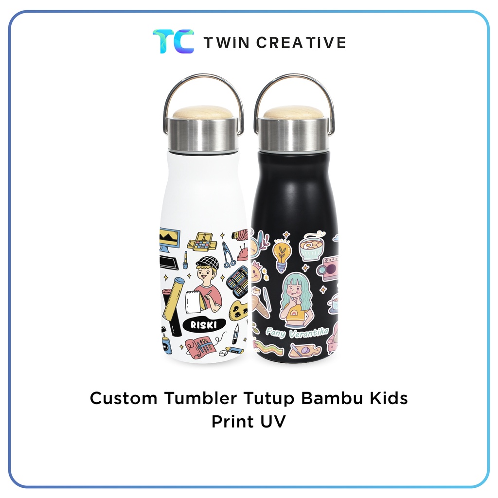 Jual Tumbler Custom Botol Minum Anak Termos 350 ml - Tutup Bambu Kids ...