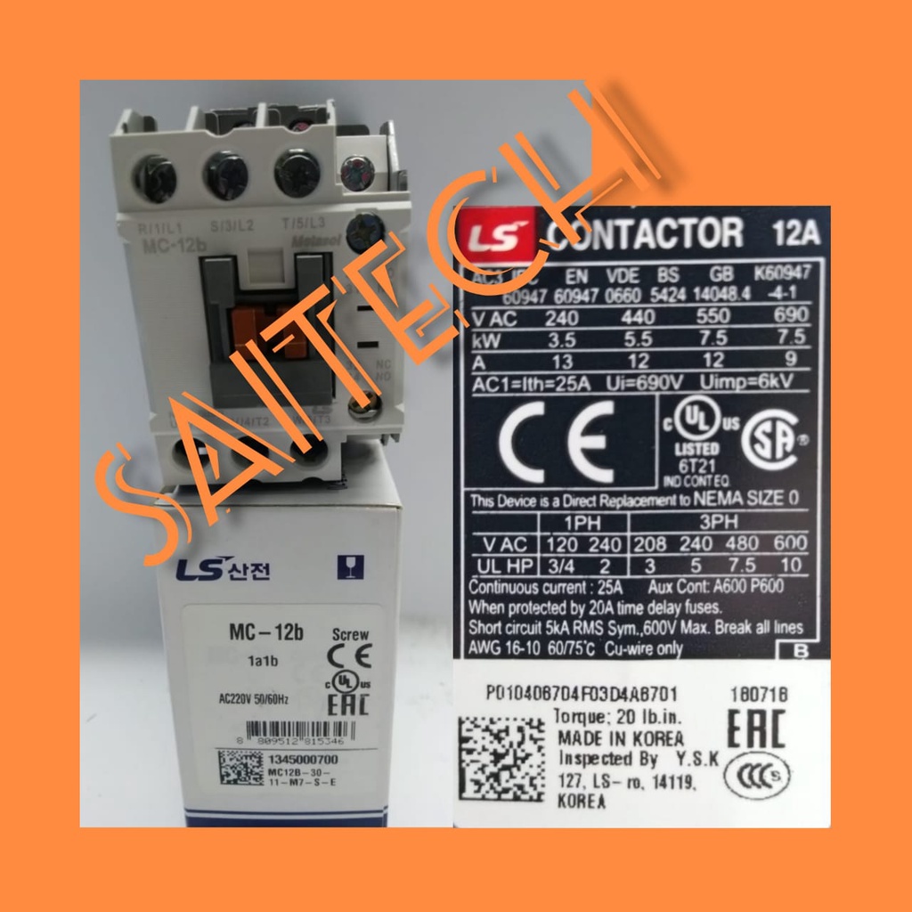 Jual MAGNETIC CONTACTOR / KONTAKTOR MC 12b - MC 12 220V MERK LS GMC-12 ...