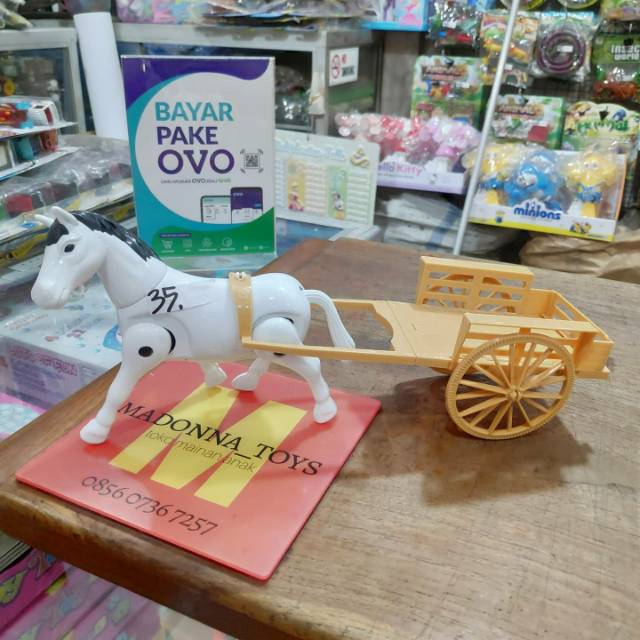 Jual Mainan gerobak kuda, pedati, dokar, gerobak jerami, gerobak padi ...