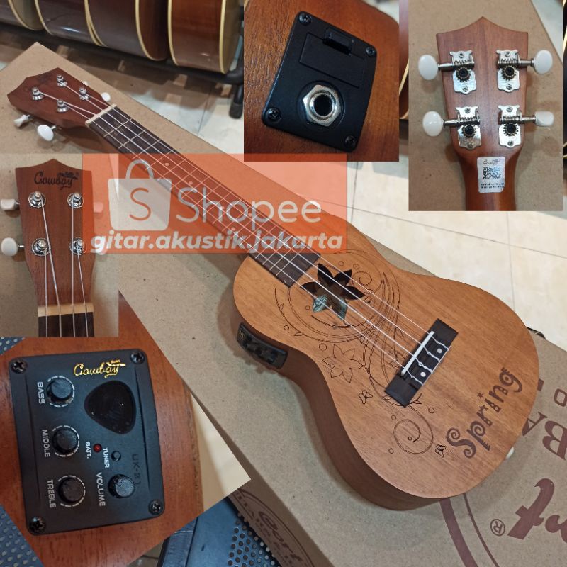 Jual Ukulele cowboy elektrik concert uk230 original Indonesia|Shopee ...