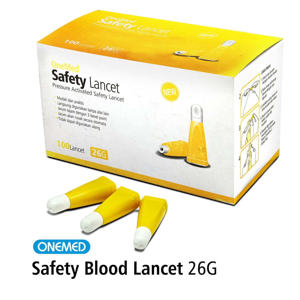 Jual OneMed Safety Lancets 26G box isi 100pcs OJ | Shopee Indonesia