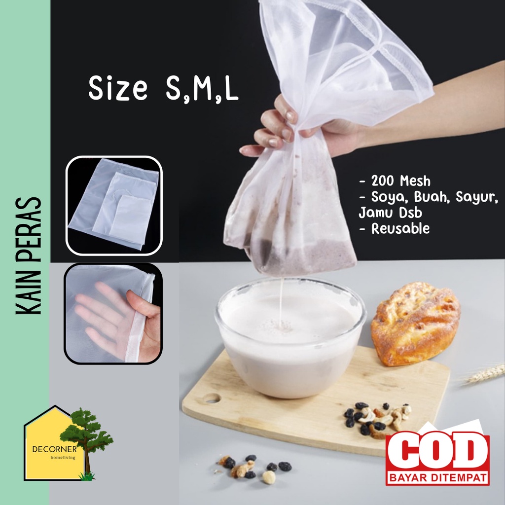 Jual Kain Peras Saringan Susu Kedelai Tanpa Ampas Nylon Reusable ...