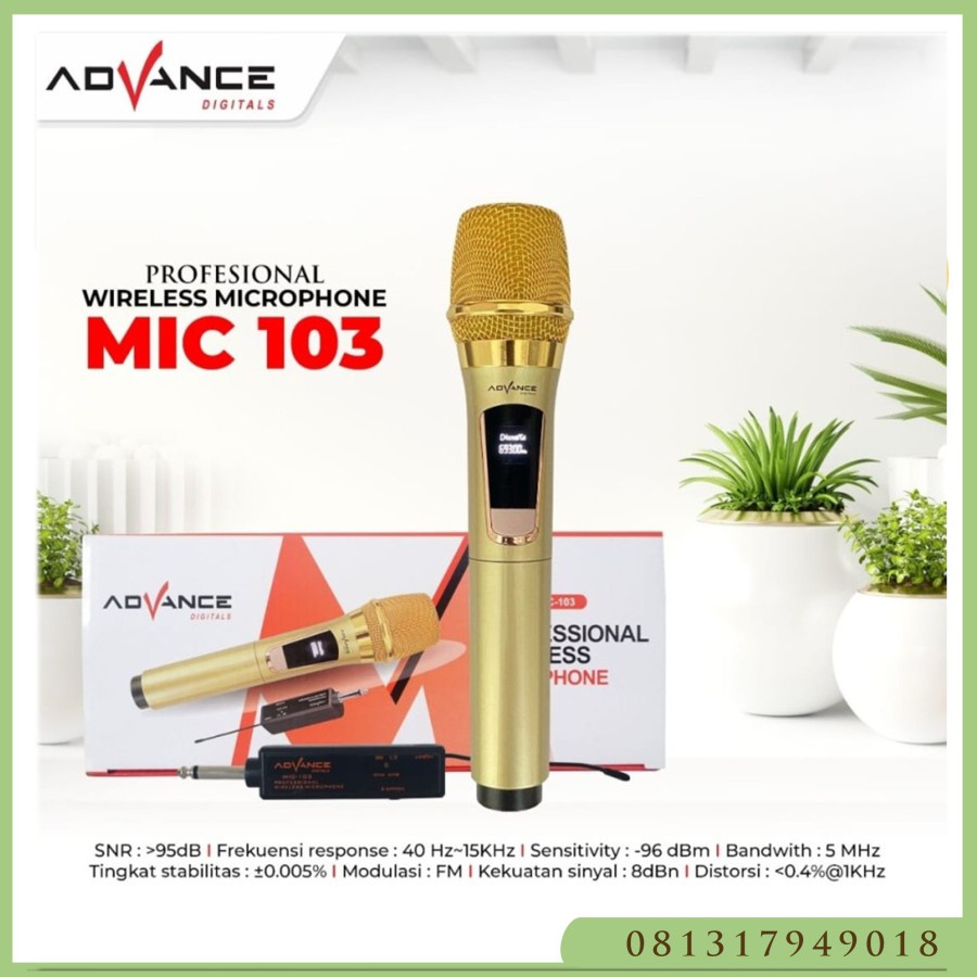 Jual Mic Wireless Advance 103 Microphone 103 Mic Tanpa Kabel Indonesia ...