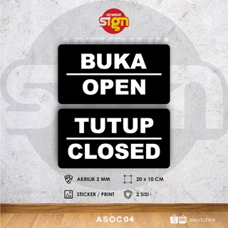 Jual SIGN LABEL BUKA TUTUP SIGN BOARD ACRYLIC OPEN CLOSE BOLAK BALIK ...