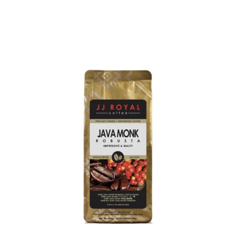Jual JJ Royal Coffee Java Monk Robusta Beans Bag 200 gr | Shopee Indonesia