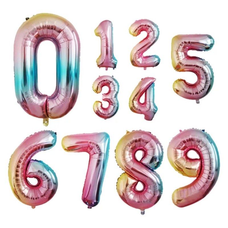 Jual Balon foil angka RAINBOW dekorasi pesta ulang tahun anak birthday ...