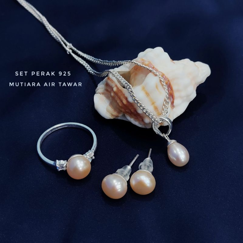 Jual Set perak 925 asli murni mutiara air tawar asli lombok ...