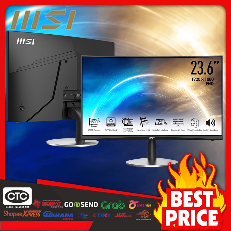 Jual Monitor Led MSI PRO MP242C Curved - FHD, 75Hz, 1ms, Speaker, HDMI ...