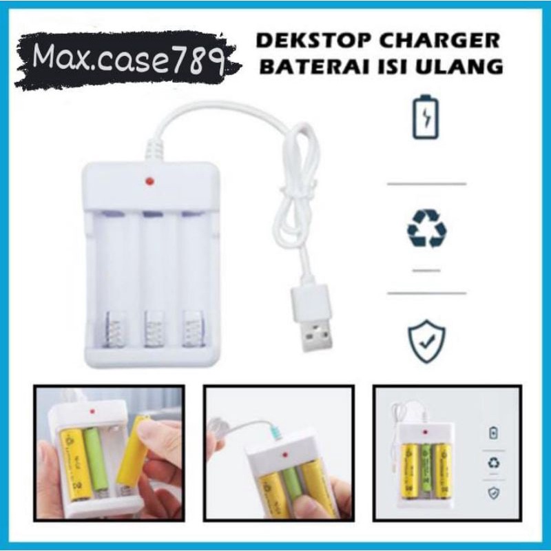 Jual CHARGER BATERAI ISI 3 SLOT A2 A3 RECHARGEABLE KABEL USB / CASAN ...