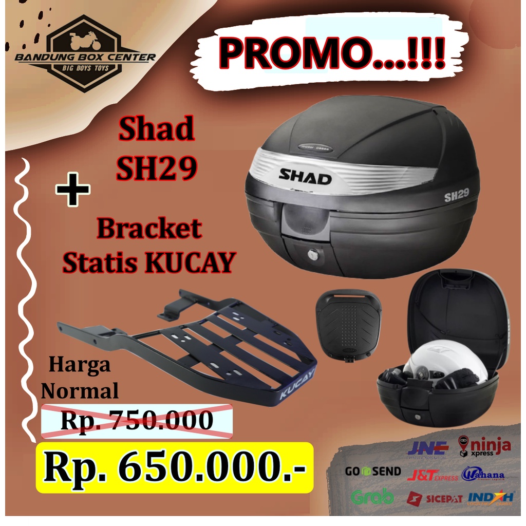 Jual PROMO Paket Box Motor Shad SH29 & Bracket Statis KUCAY Shad SH 29 & Breket Kucay Indonesia ...