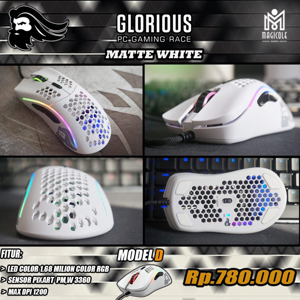 Jual Glorious Model D White matte RGB Gaming Mouse Indonesia|Shopee ...