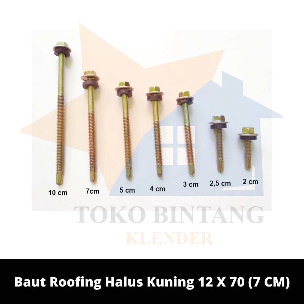 Jual Baut Roofing Halus Kuning 12 X 70 (7 CM) (PCS) | Shopee Indonesia