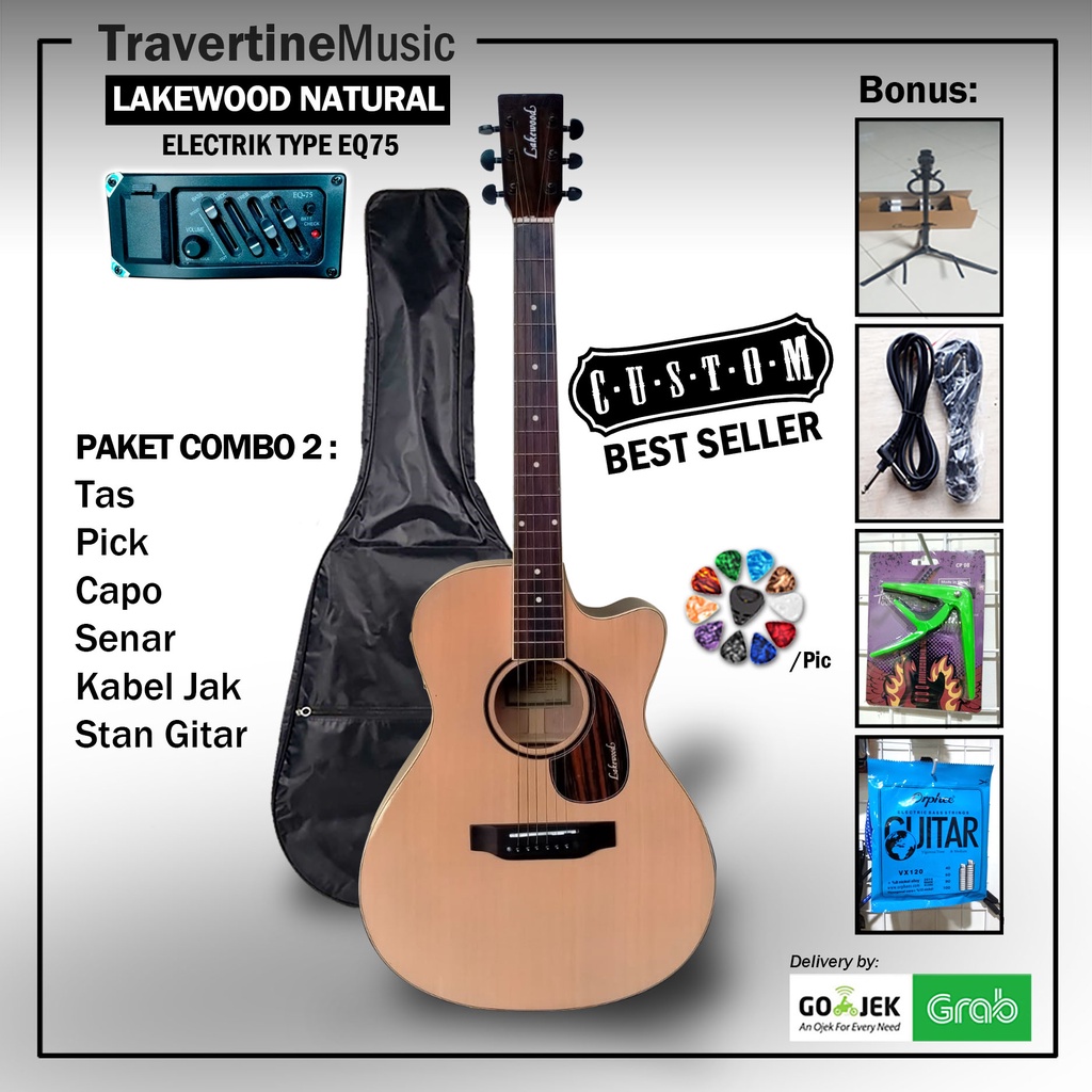 Jual Gitar akustik Custom elektrik Lakewood natural with equalizer | Shopee Indonesia