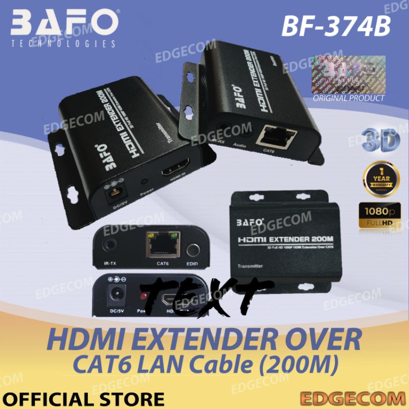 Jual HDMI Extender Over Cat6 Lan Cable 200 Meter BF-374B BAFO ORIGINAL ...