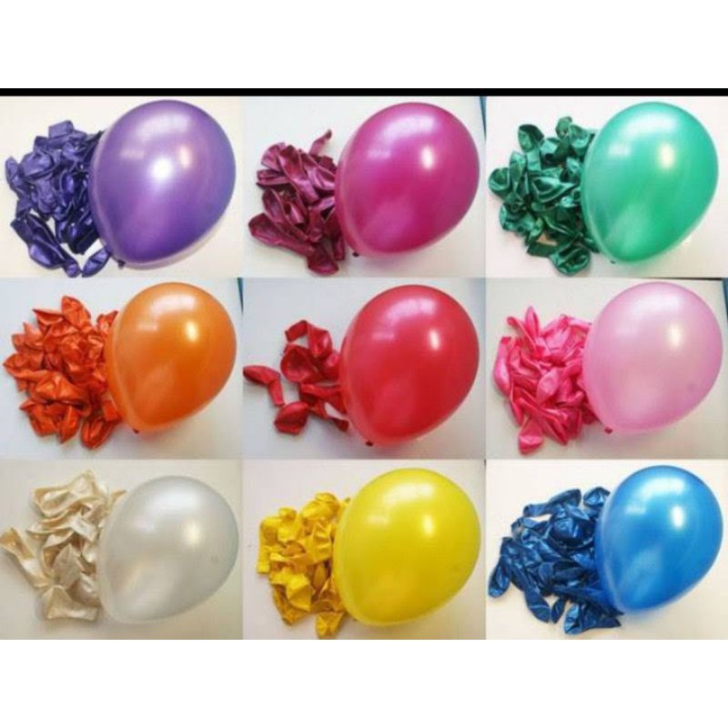 Jual Balon Metalic 12 inch pilih warna putih fuchia biru pink silver ...
