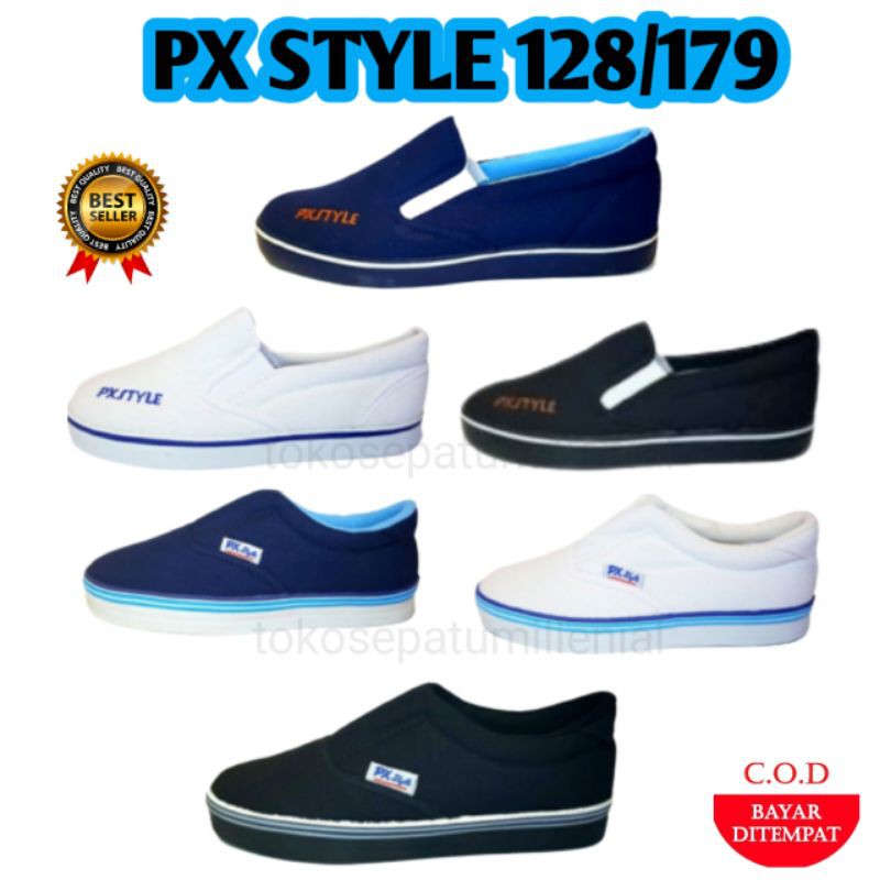 Jual sepatu px style 128/179 slip on kanvas pria | Shopee Indonesia