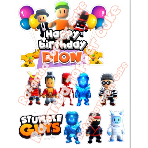 Jual topper kue ulang tahun toper ultah Stumble Guys custom nama ...