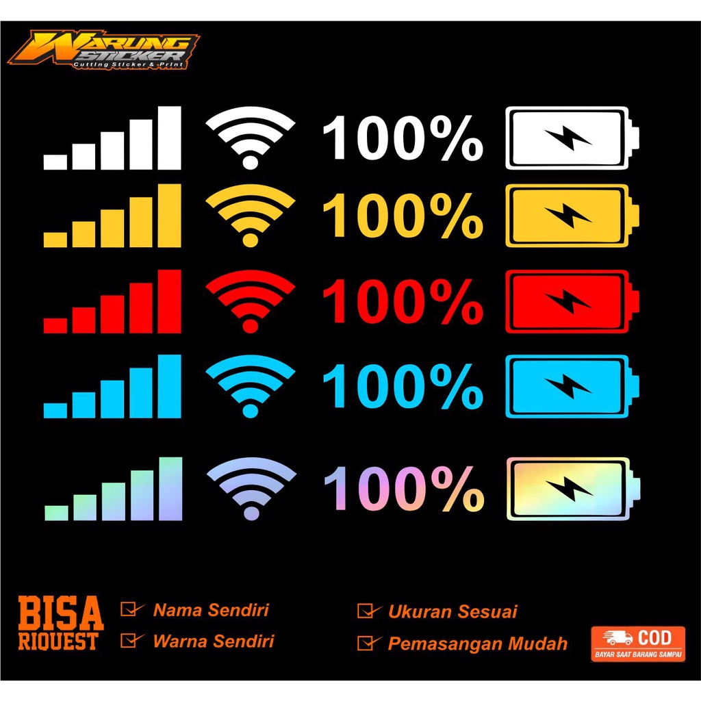 Jual STICKER SINYAL HP WIFI BATERAI STICKER MOTOR STICKER MOBIL CUTTING ...