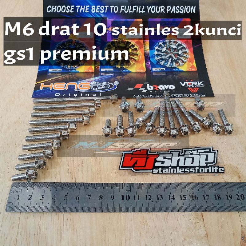 Jual harga satuan baut probolt 2kunci m6 drat 10 stainless gs1 premium heng 2 kunci gear type ...