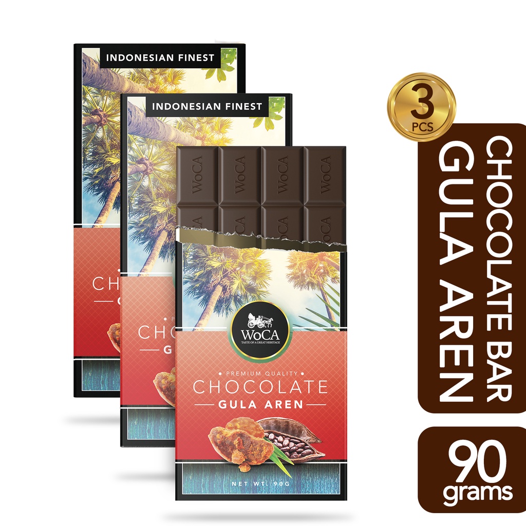 Jual WoCA Premium Cokelat Rasa Gula Aren 3 x 90g Bars | Shopee Indonesia