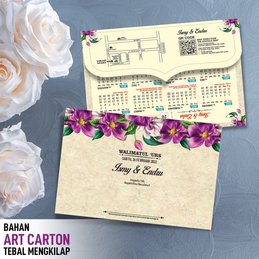 Jual Undangan Pernikahan Kalender Lipat 3 Cantik AF1 Indonesia|Shopee ...