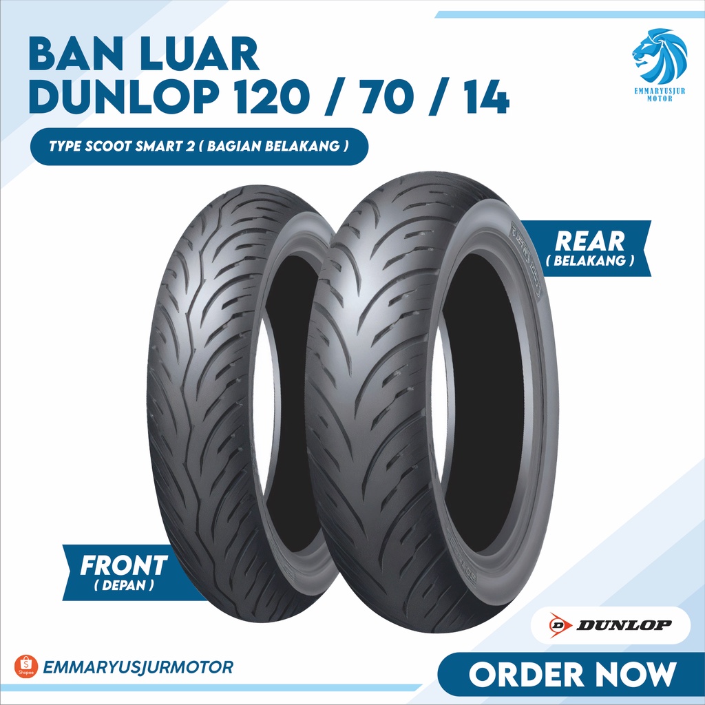 Jual BAN LUAR DUNLOP 120/70-14 SCOOT SMART 2 TUBELESS | Shopee Indonesia