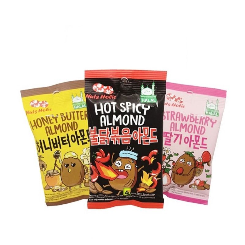 Jual Nuts Holic Almond Snack Korea Honey Butter / Spicy / Strawberry 30 ...