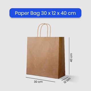 Jual Paper Bag Coklat Polos 30x12x40 cm Papper Bag Kertas Kado Souvenir ...