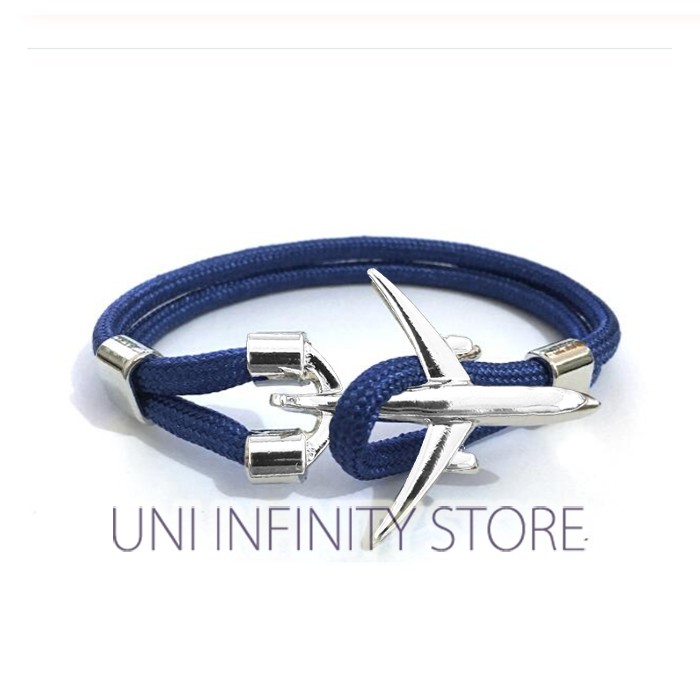 Jual JWBR0124 Gelang Tali Anyam TNI AU Pesawat Perak Simple Silver Jet ...