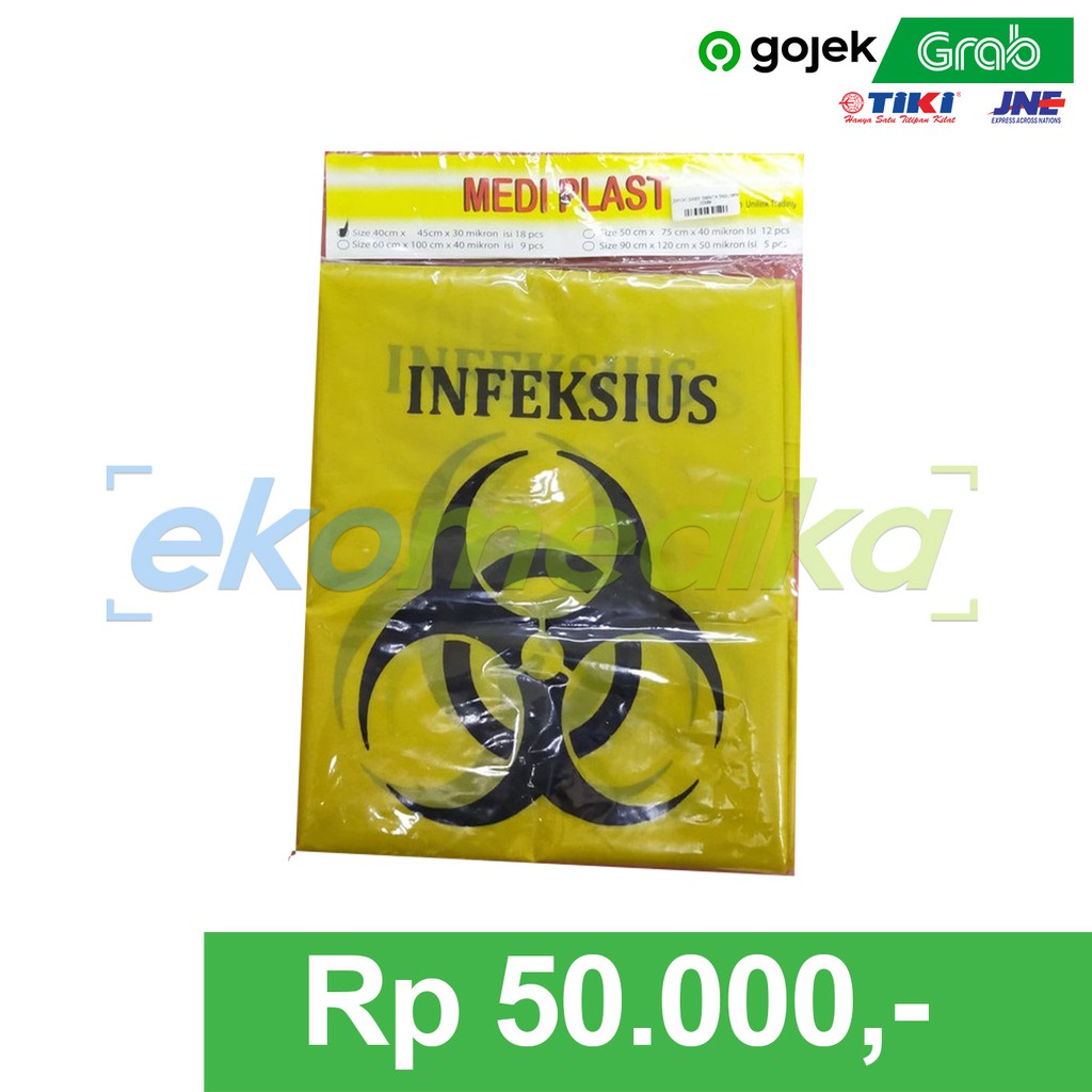 Plastik Limbah / Sampah Medis Logo Infeksius Kuning Size 40x45 (18ea ...