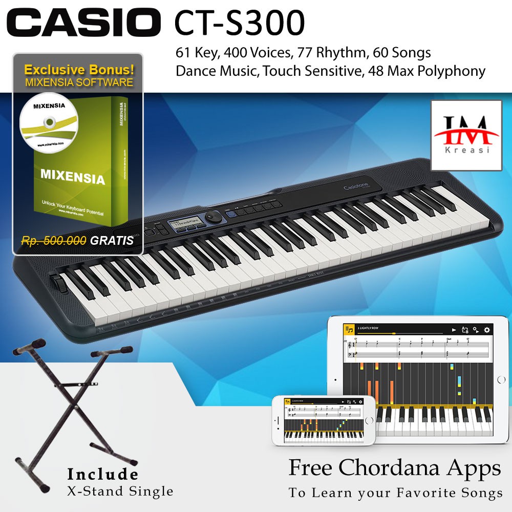 Jual Keyboard Casio CT-S300-CTS300 With Xstand Garansi Resmi | Shopee Indonesia