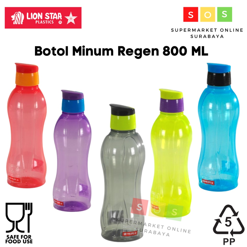 Jual Botol Minum Sekolah Kantor Bahan Plastik Tebal Lion Star Regen Bottle 800 ML | Shopee Indonesia