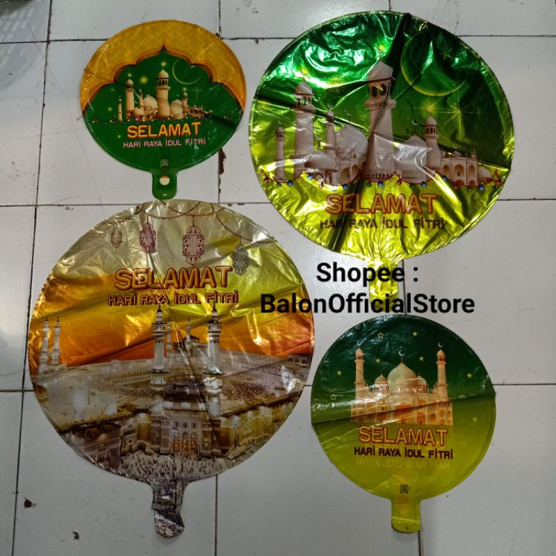 Jual Balon Foil Selamat Hari Raya Idul Fitri bulat tema masjid bulan ...