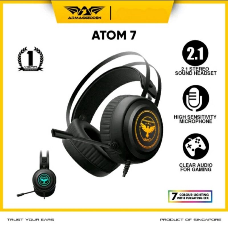 Jual Armaggeddon Gaming Headphone Atom 7 With RGB LED ORIGINAL - HITAM ...