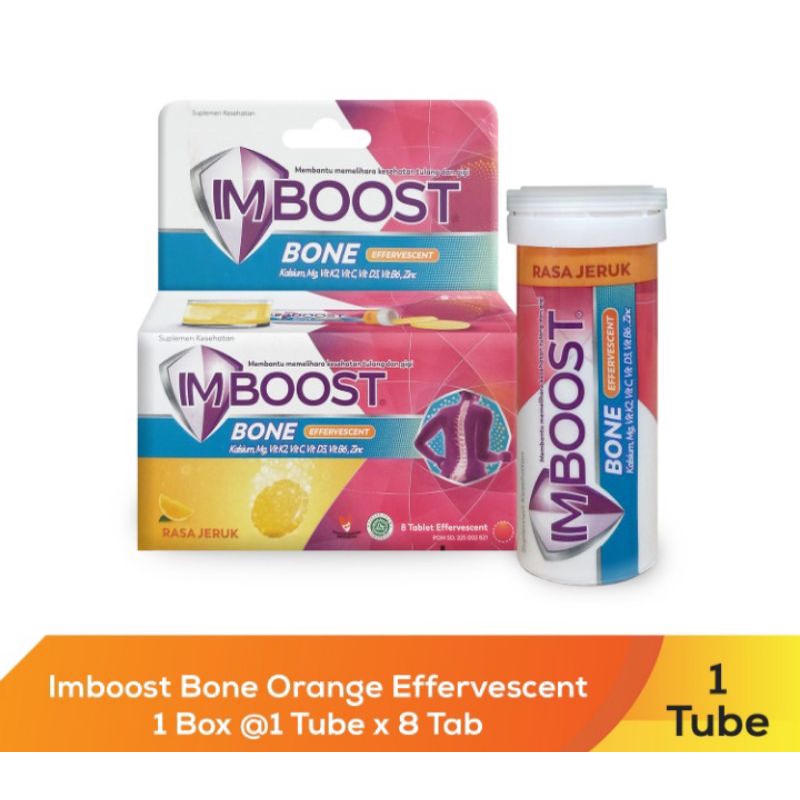 Jual imboost bone effervescent orange 8 tablet tube isi 8 tab | Shopee ...