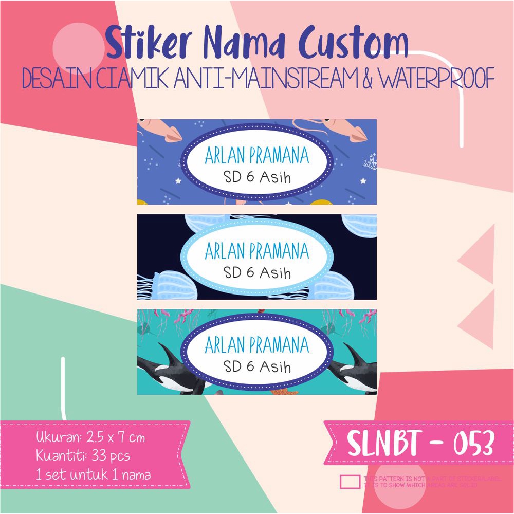 Jual stiker label nama anak kartun waterproof rainbow animal SLNBT 053 ...