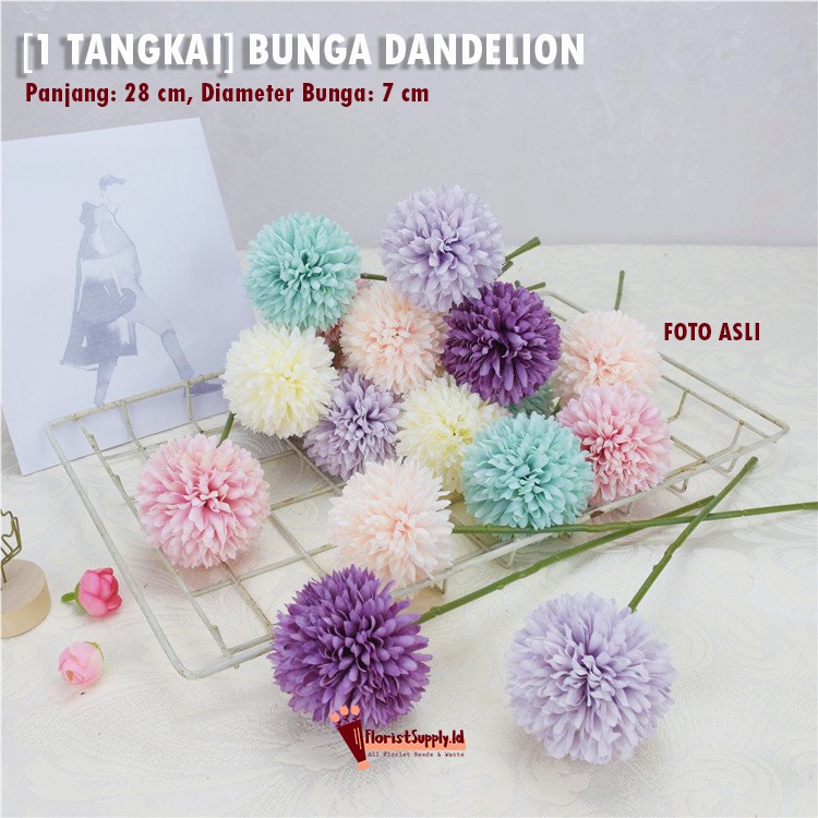 [1 Tangkai] Bunga Dandelion Artificial / Bunga Pom Pom Plastik | Shopee ...